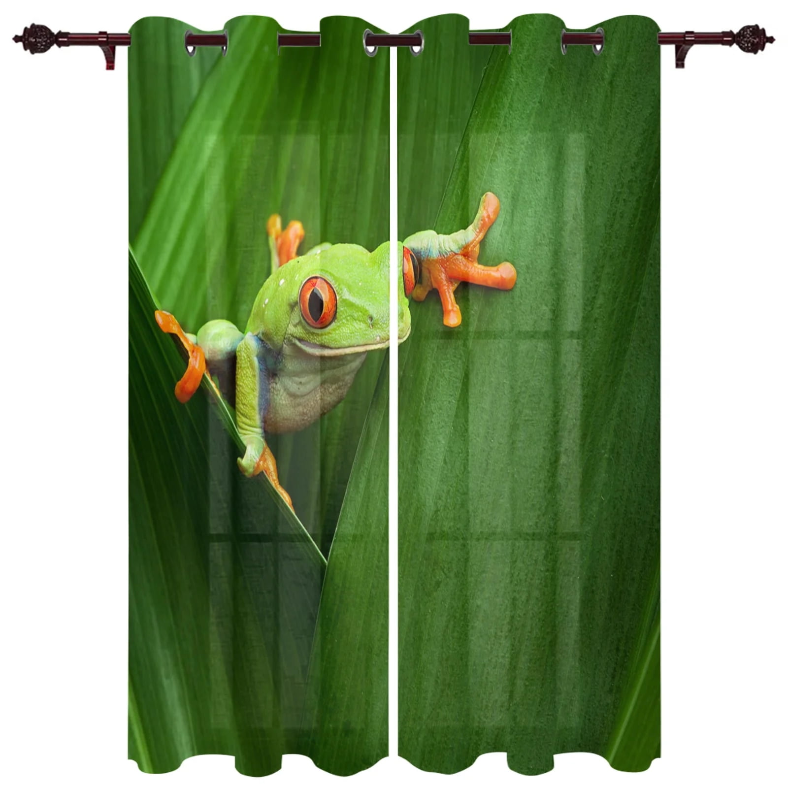 Frog Shadow Leaf Plant Natural Window Curtains Curtains for Living Room ...