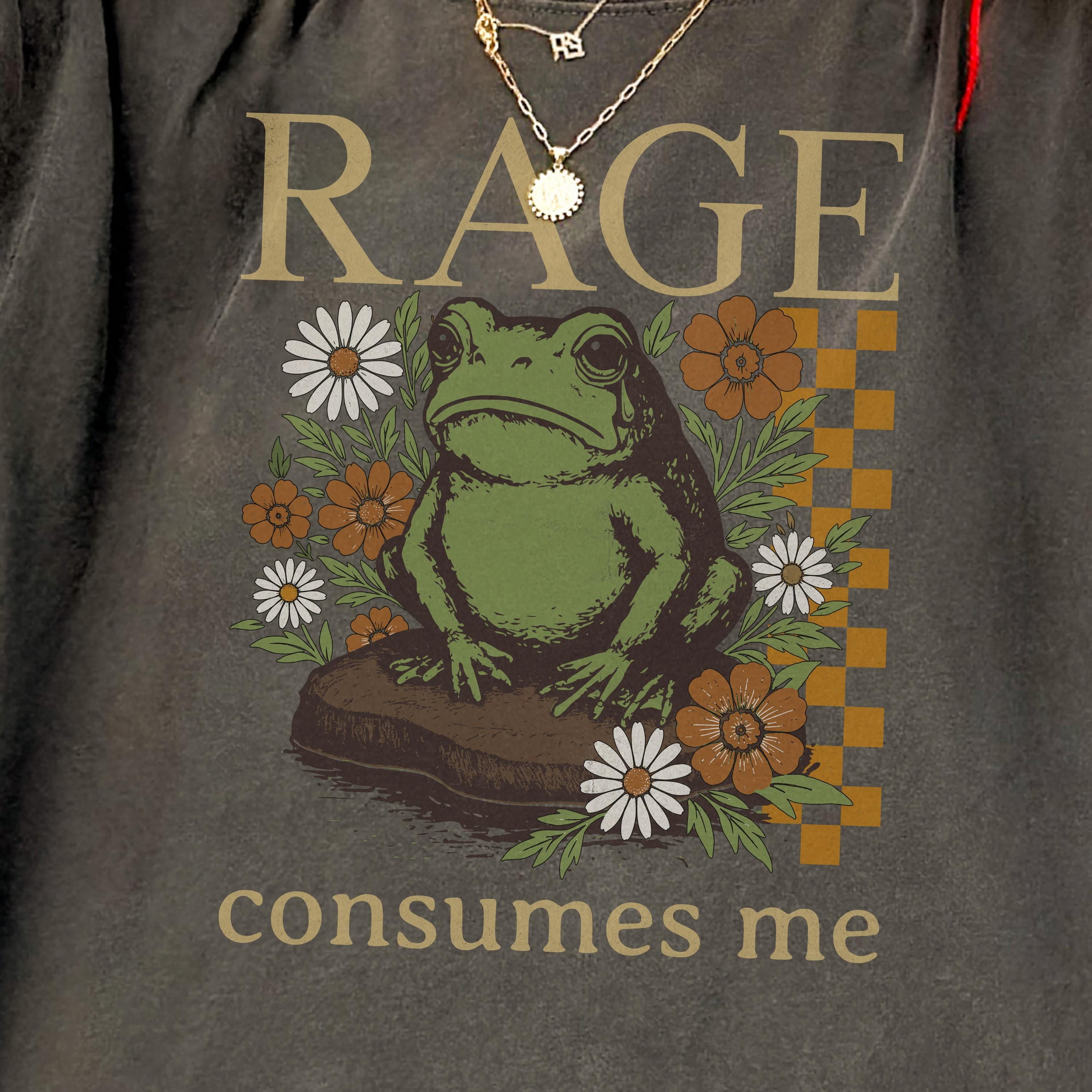 Frog Shirt, Rage Consumes Me Tee, Cottagecore, Vintage Floral Frog ...