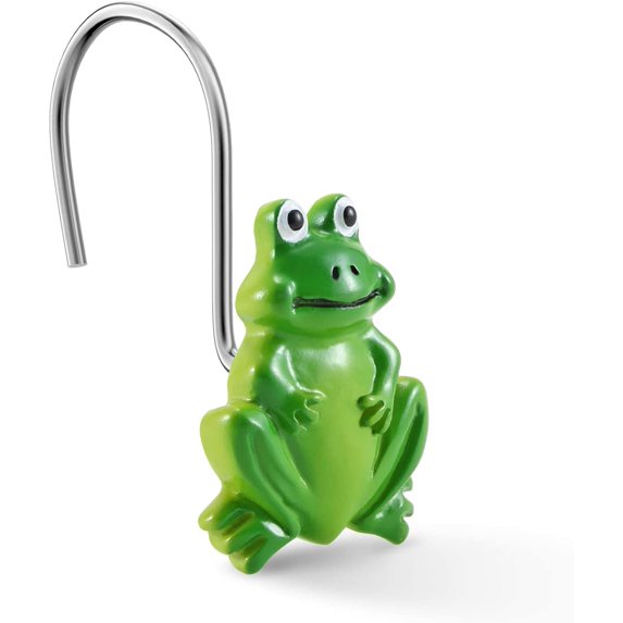 Frog Shower Curtain Hooks Rings,Set of 12 Green Decorative Shower ...