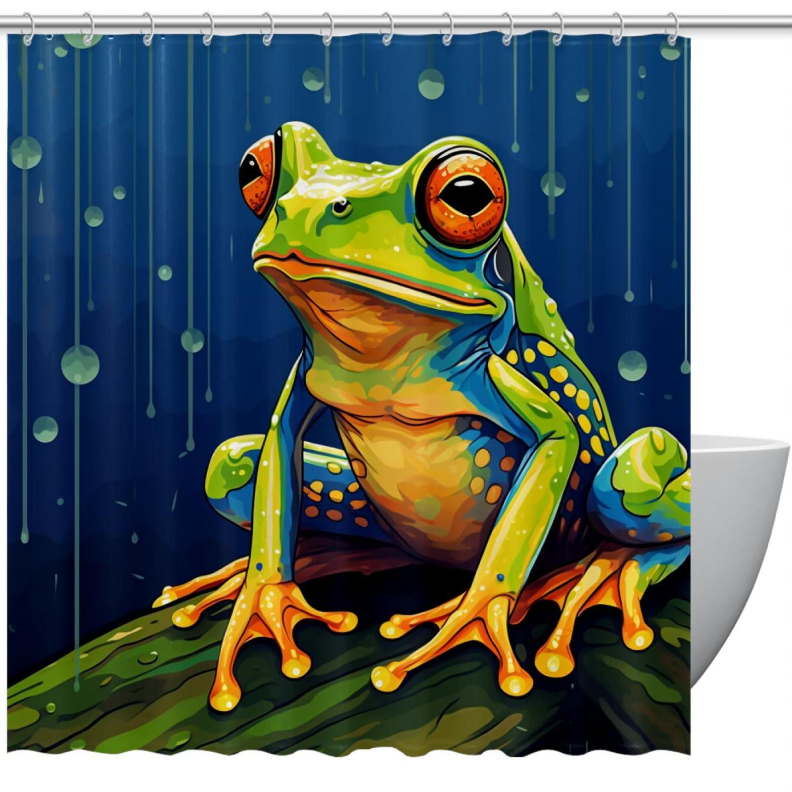 Frog Shower Curtain Set with Hooks,Home Bathroom Bathtubs Decor Easy ...