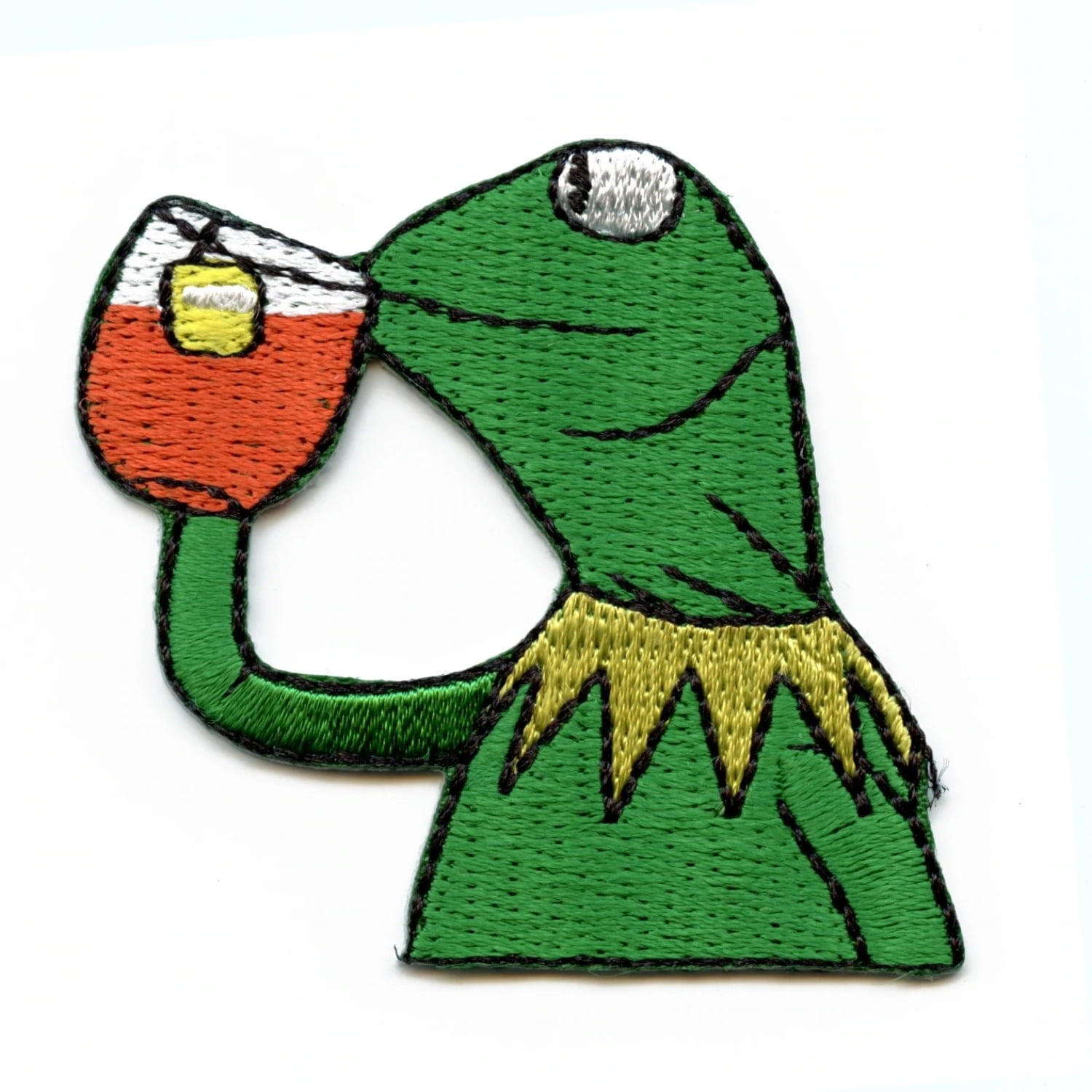 Frog Sipping Tea Meme Iron On Embroidered Patch - Walmart.com