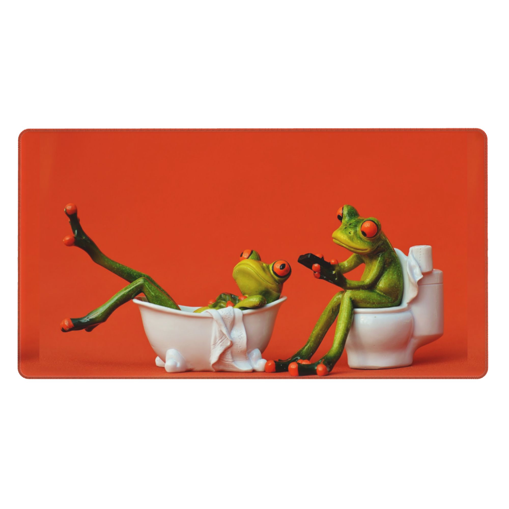 Frog Sit On Toilet and Bathtub Large Gaming Mouse Pad, Large Keyboard ...