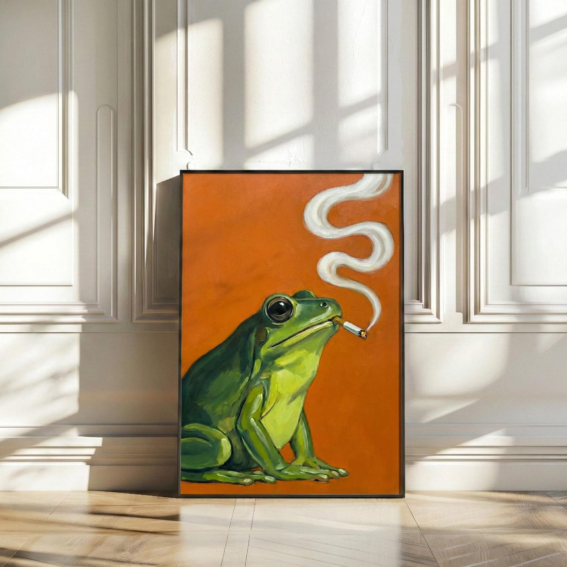 Frog Smoking A Cigarette Vintage Retro Orange Animal Bar Cart Quirky ...