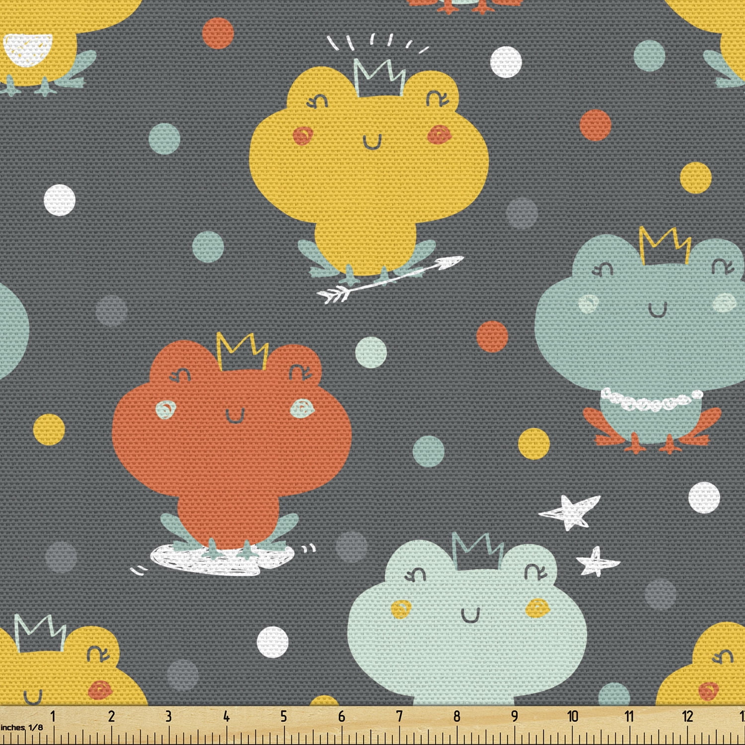 Ambesonne Frog Fabric by the Yard Upholstery, Cartoon Colorful Frogs, 3 ...