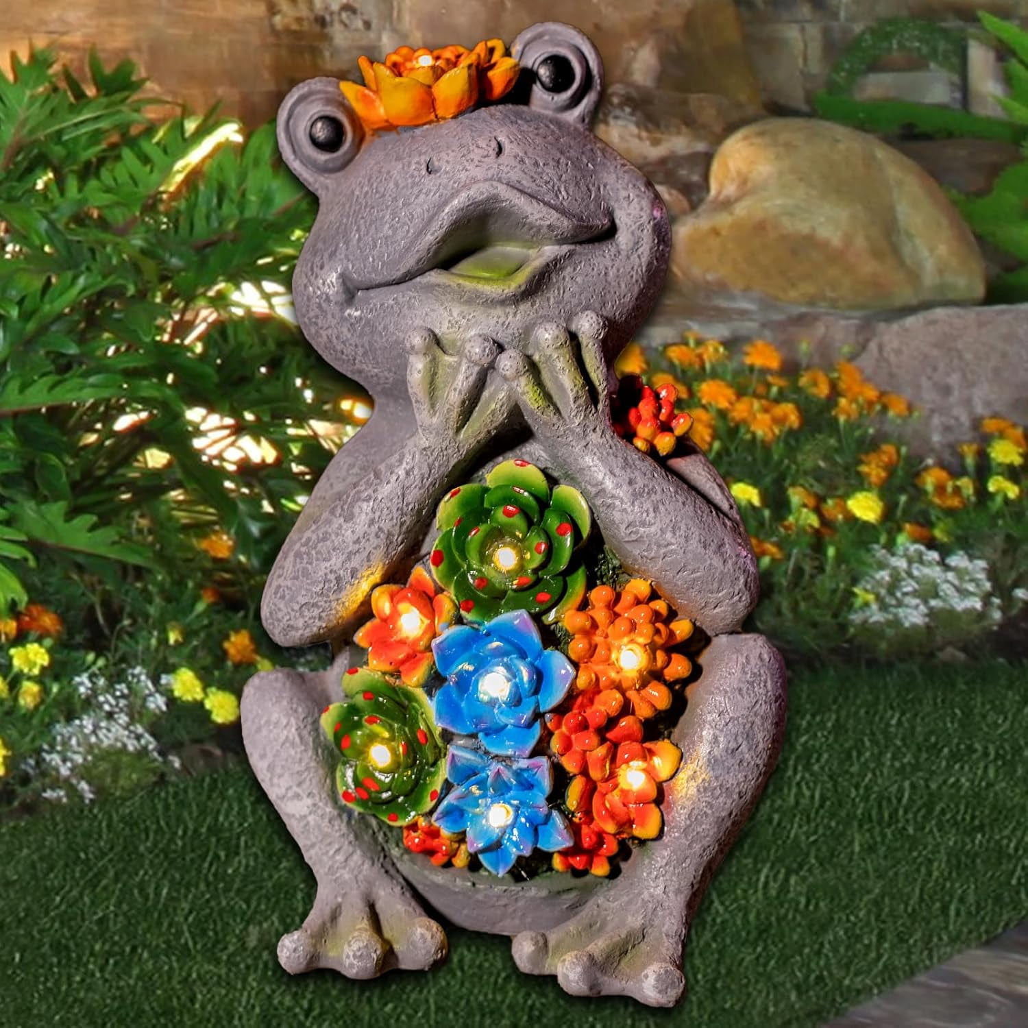 Frog Solar Figurine Light Statue Outdoor Gardening Gifts Decoration ...