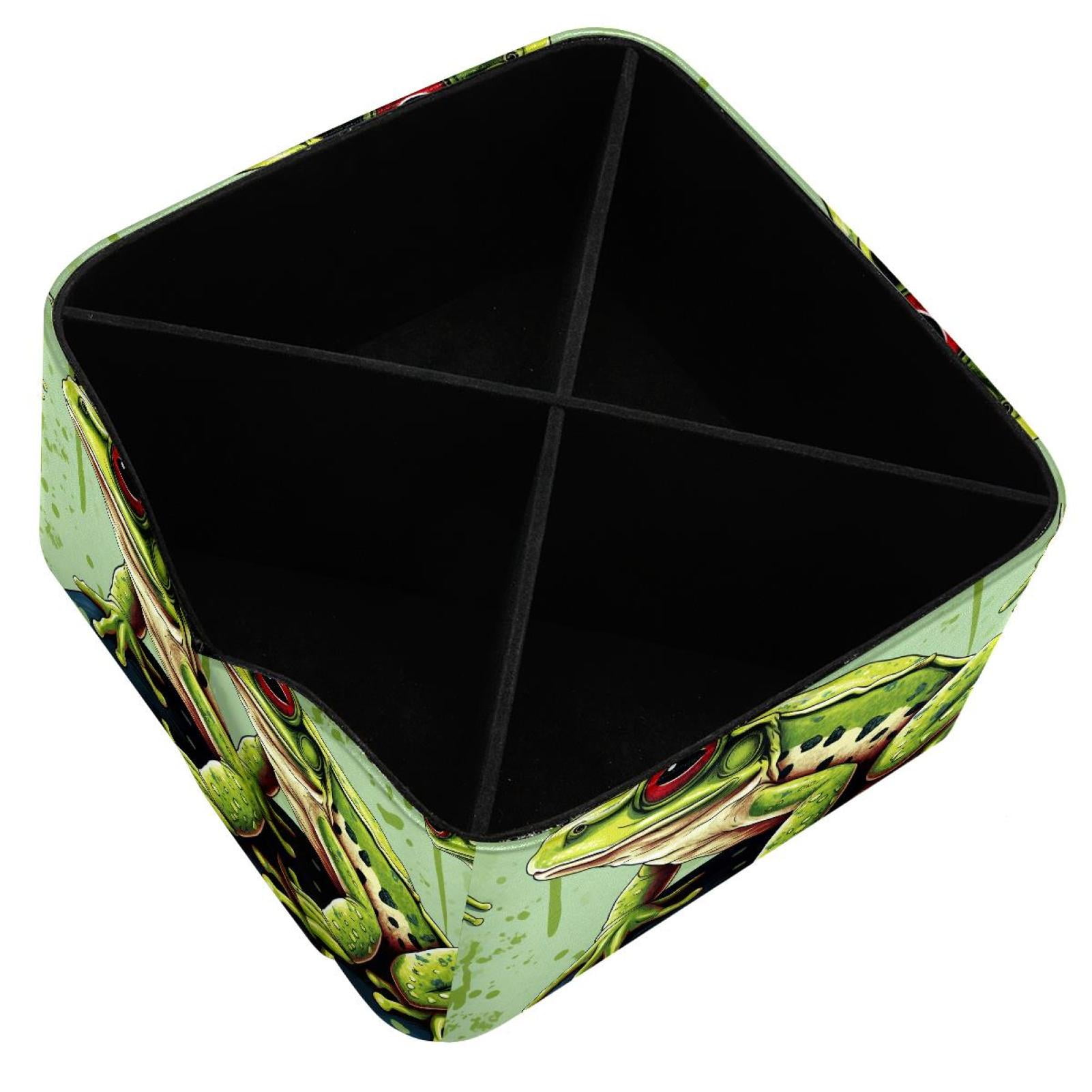 Frog Square Pen Case with 4 Compartments, Removable Dividers, and Brush ...