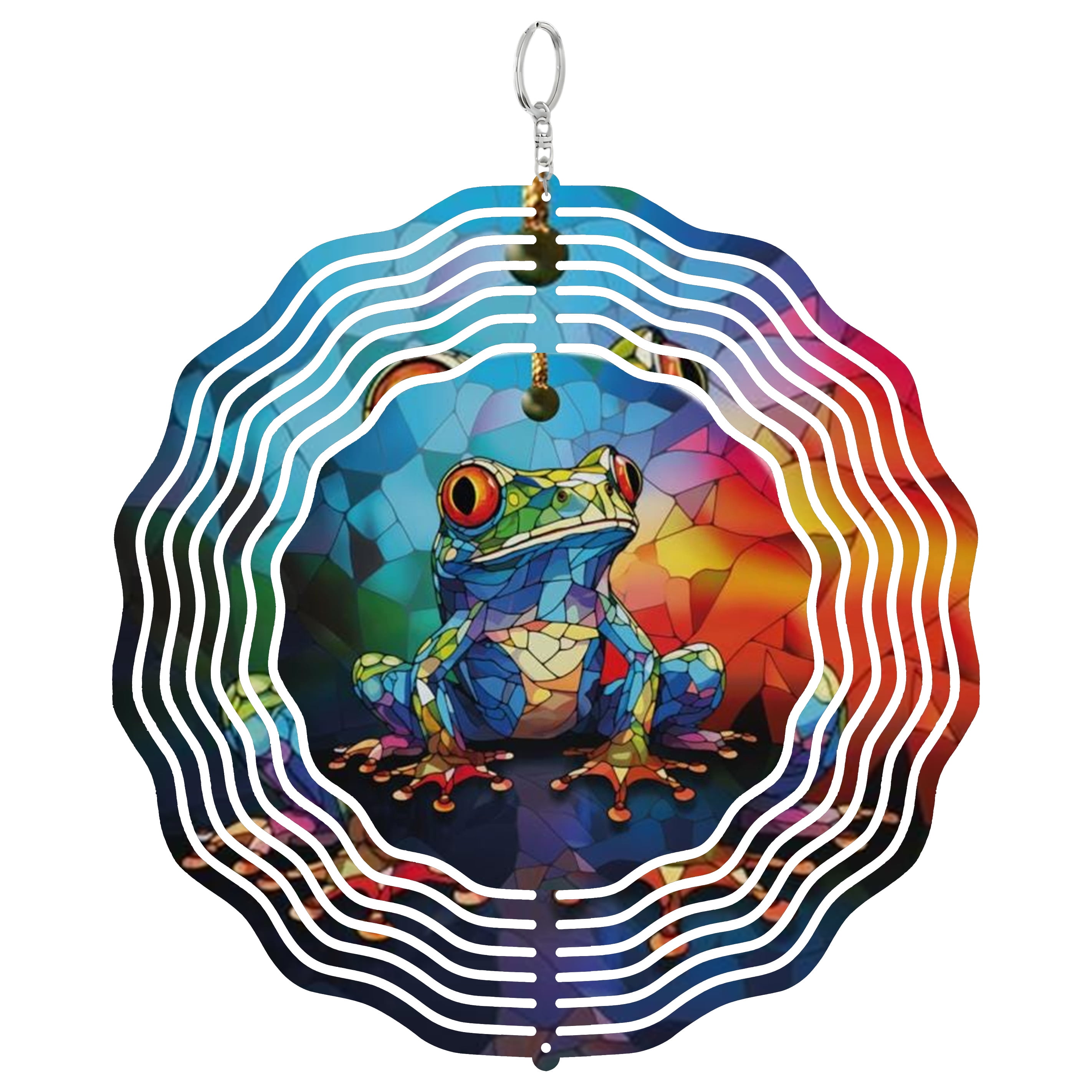 Frog Stained Glass 3D Wind Spinner Kinetic Hanging Garden Decor ...