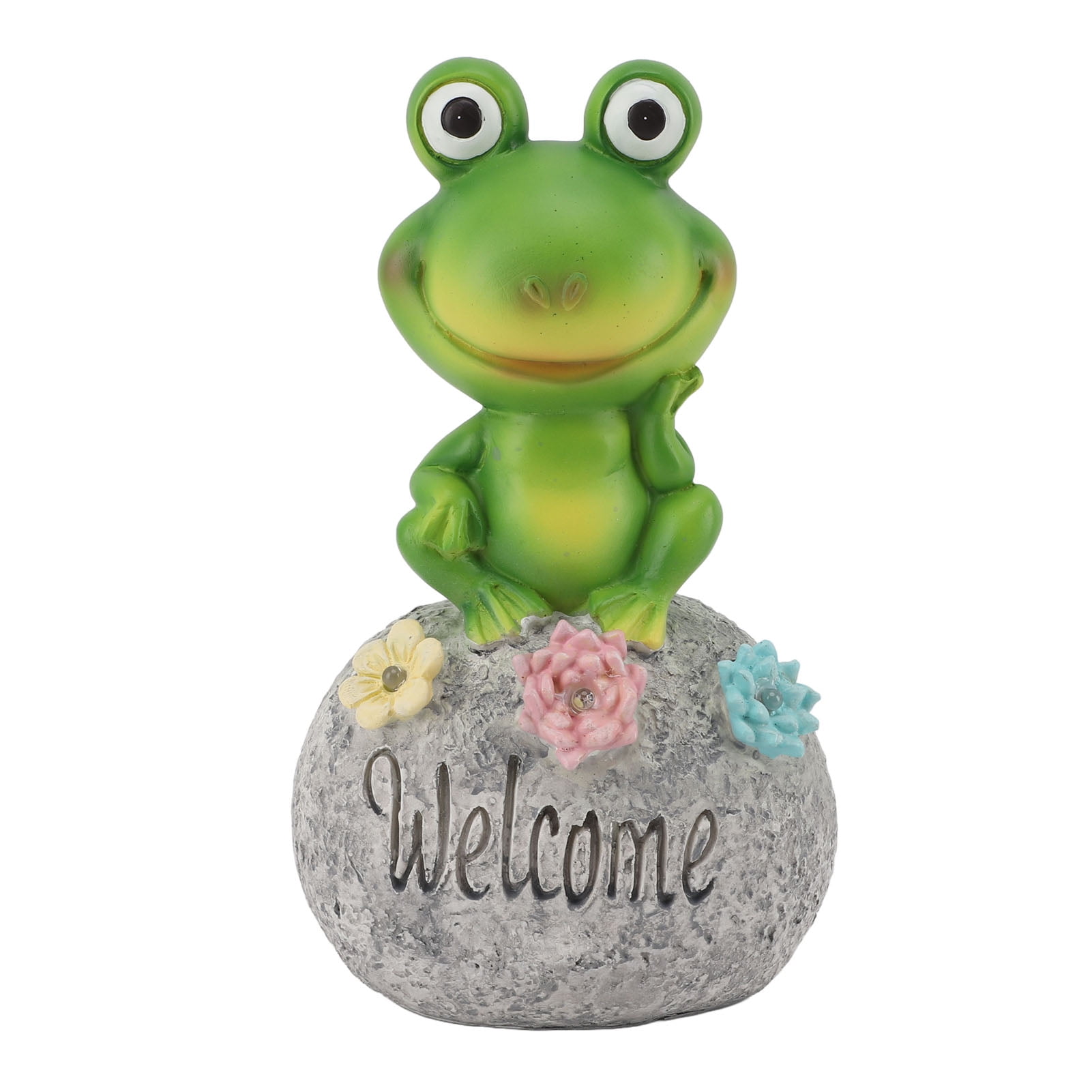 Frog Statue with Solar Lights Resin Outdoor Garden Decor Frog Figurine ...