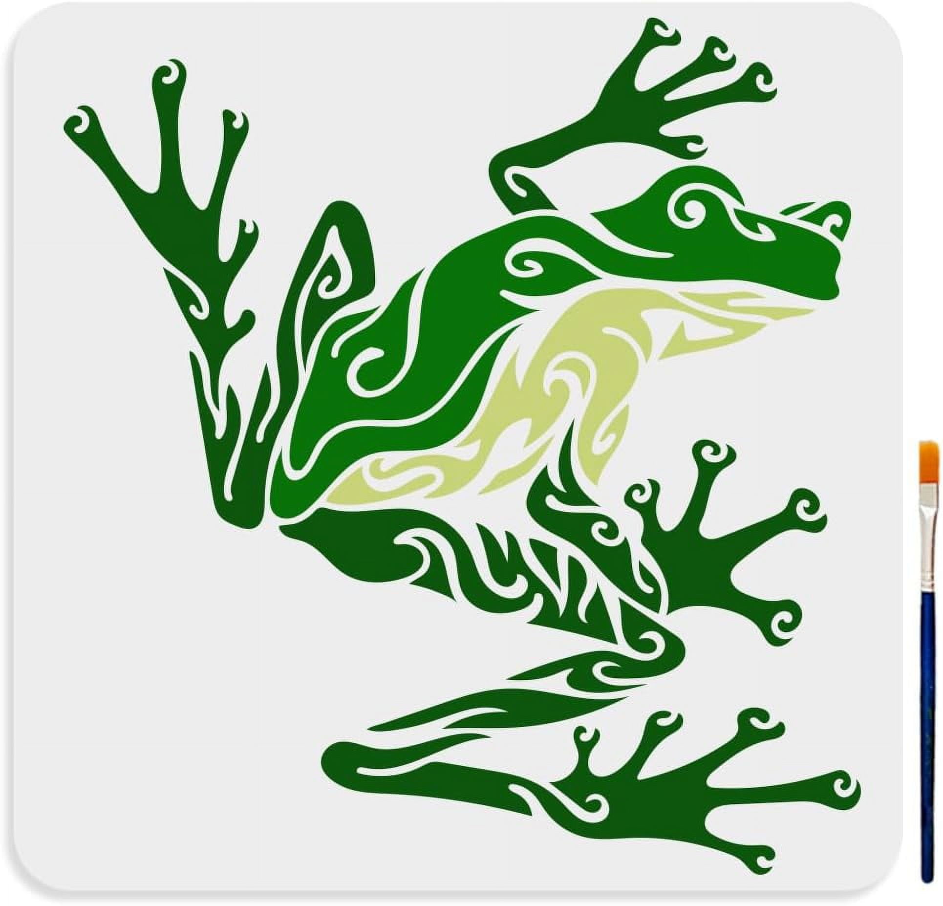 Frog Stencil 11.8×11.8inch Large Floral Frog Painting Stencil with ...