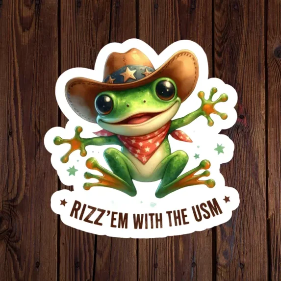 Frog Sticker Rizz'Em With The Usm Cute Funny Animal Sticker Phone Decal ...