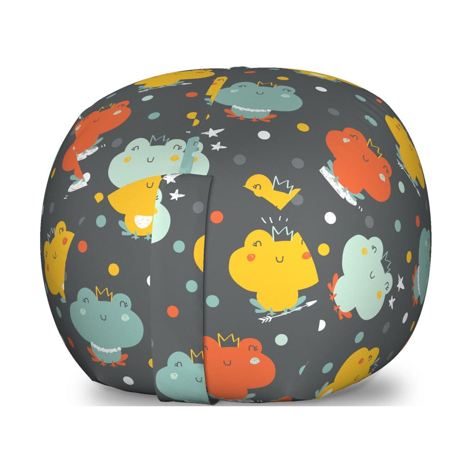 Frog Storage Toy Bag Chair, Cartoon Style Colorful Frogs with Crowns ...