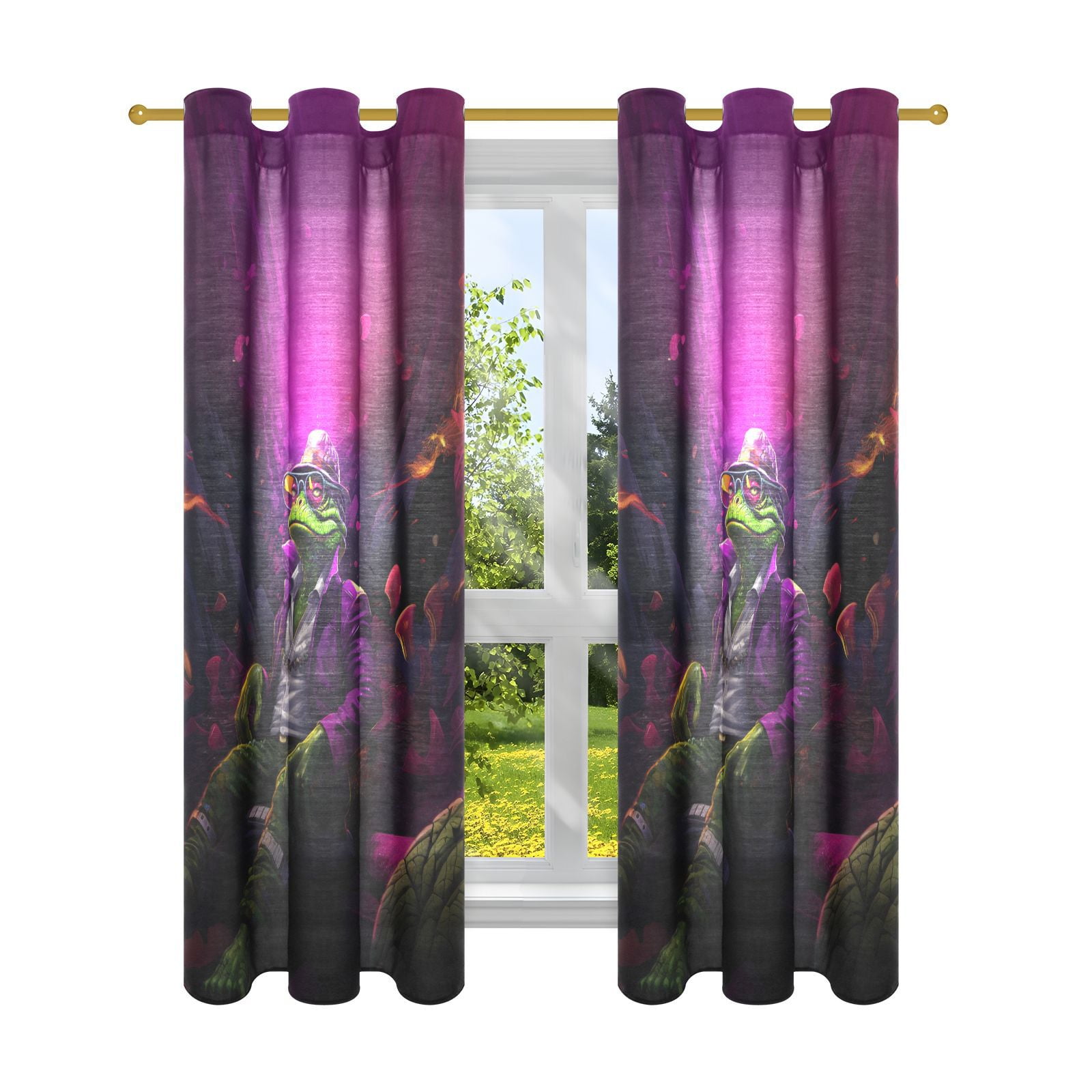 Frog Suit Blackout Curtains Patio Door Curtains Window Decoration for ...