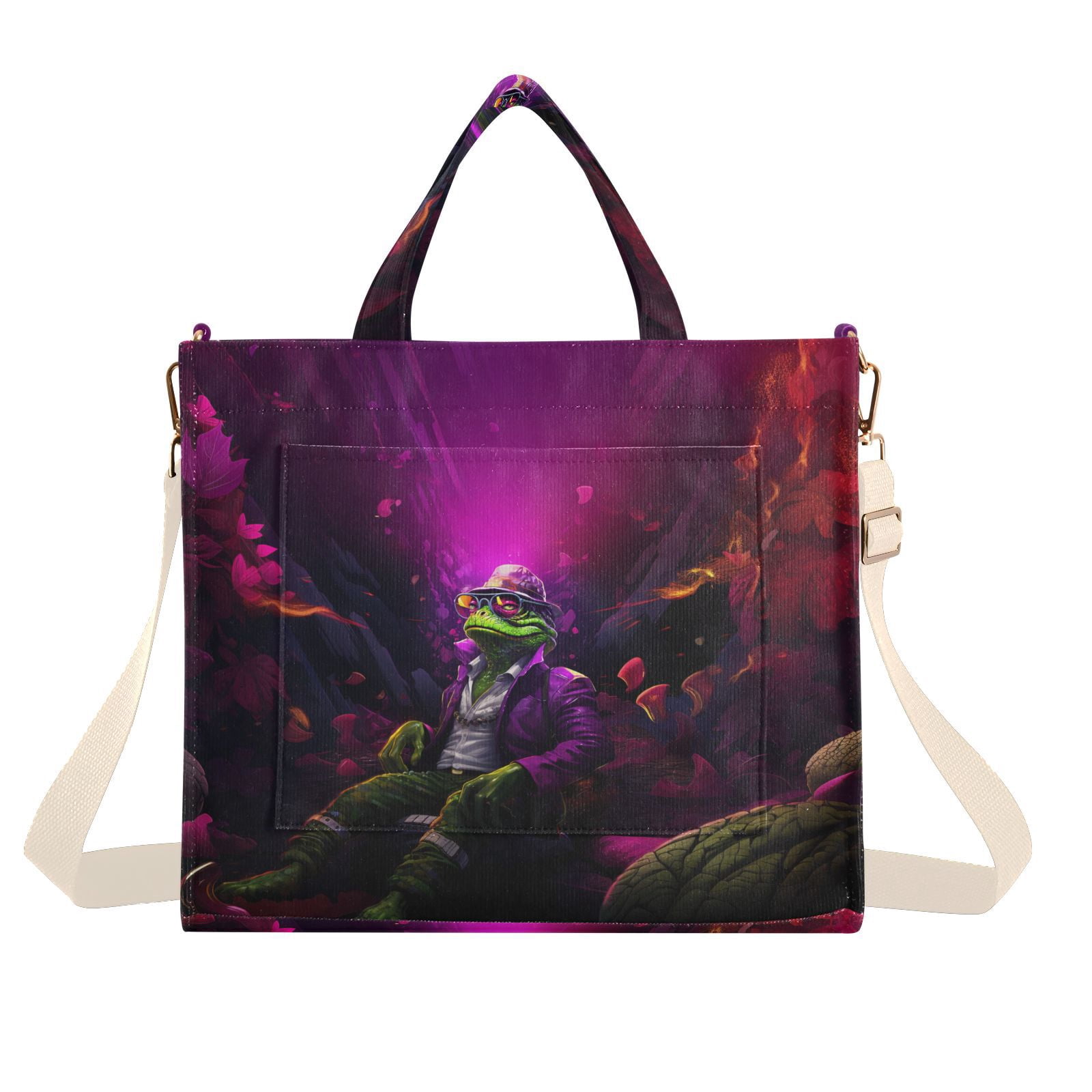 Frog Suit Corduroy Tote Bag Handbag Large Messenger Bag Shoulder ...