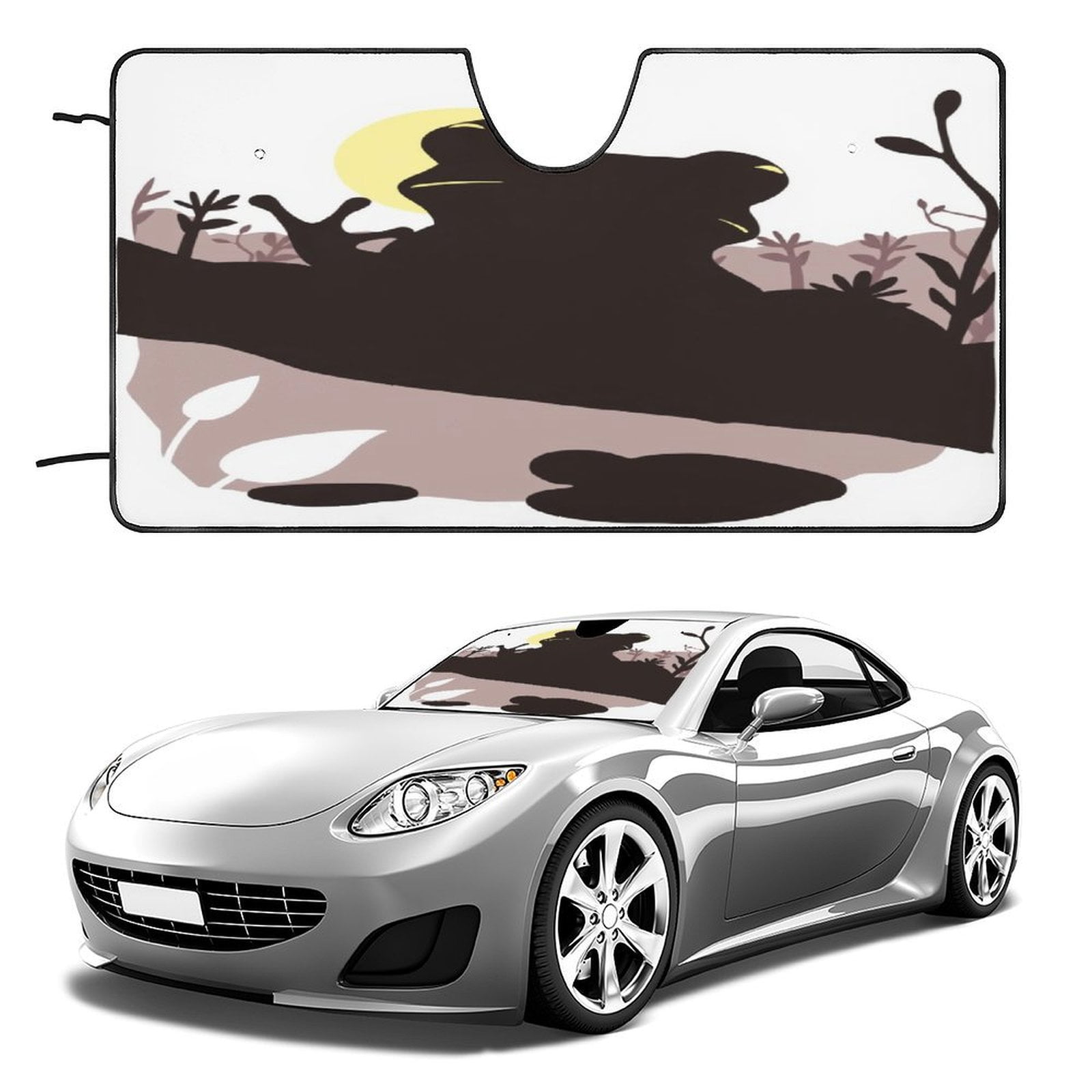Frog Sunset Silhouette Windshield Sun Shade Foldable Sunshade Car Front ...