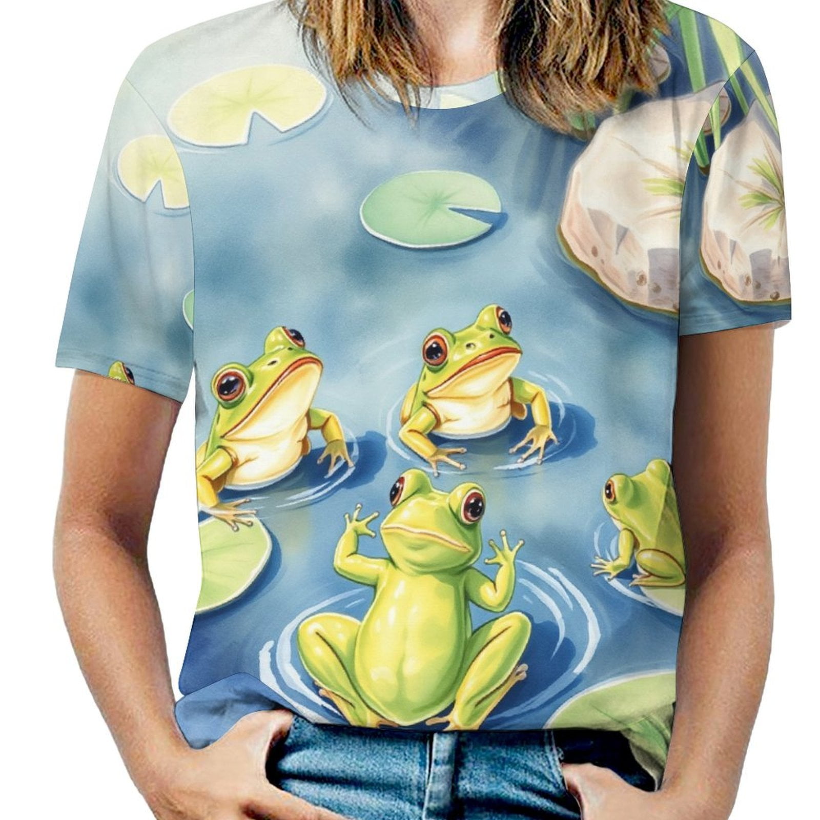 Frog T-Shirts Casual T-Shirt Short Sleeve Women Trendy Tshirt Beach ...