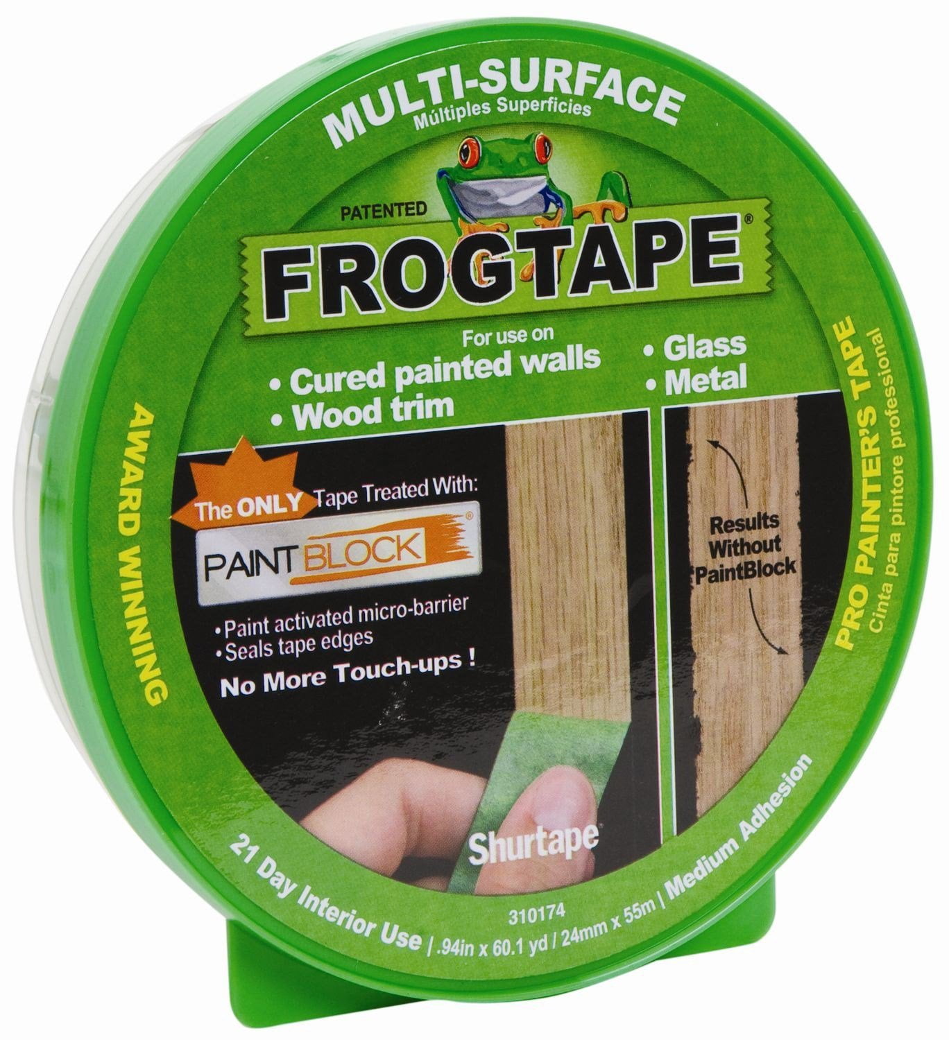 Frog Tape Pro Painter's Rolls, Green Tape with Paint Block, .94" x 60 ...