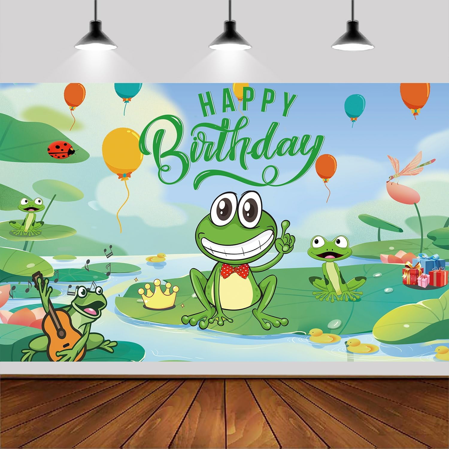 Frog Themed Party Supplies,Frog Happy Birthday Backdrop Banner,Frog ...