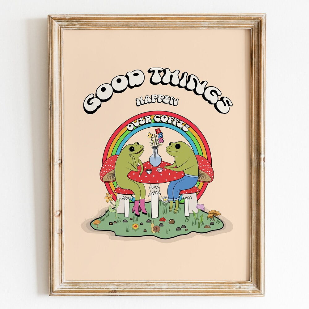 Frog And Toad, Mushroom Wall Art, Aesthetic Poster, Frog Wall Decor ...