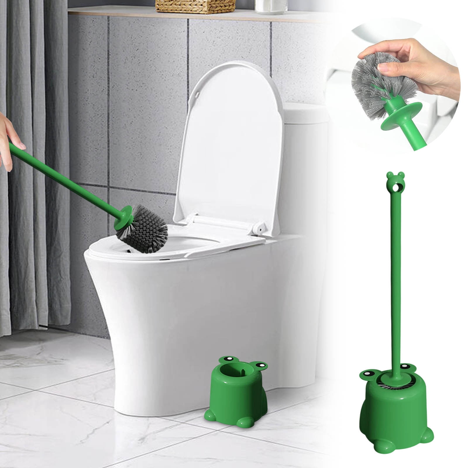 Frog Toilet Bowl Brush and Holder Set: Cute Toilet Brush and Plunger ...
