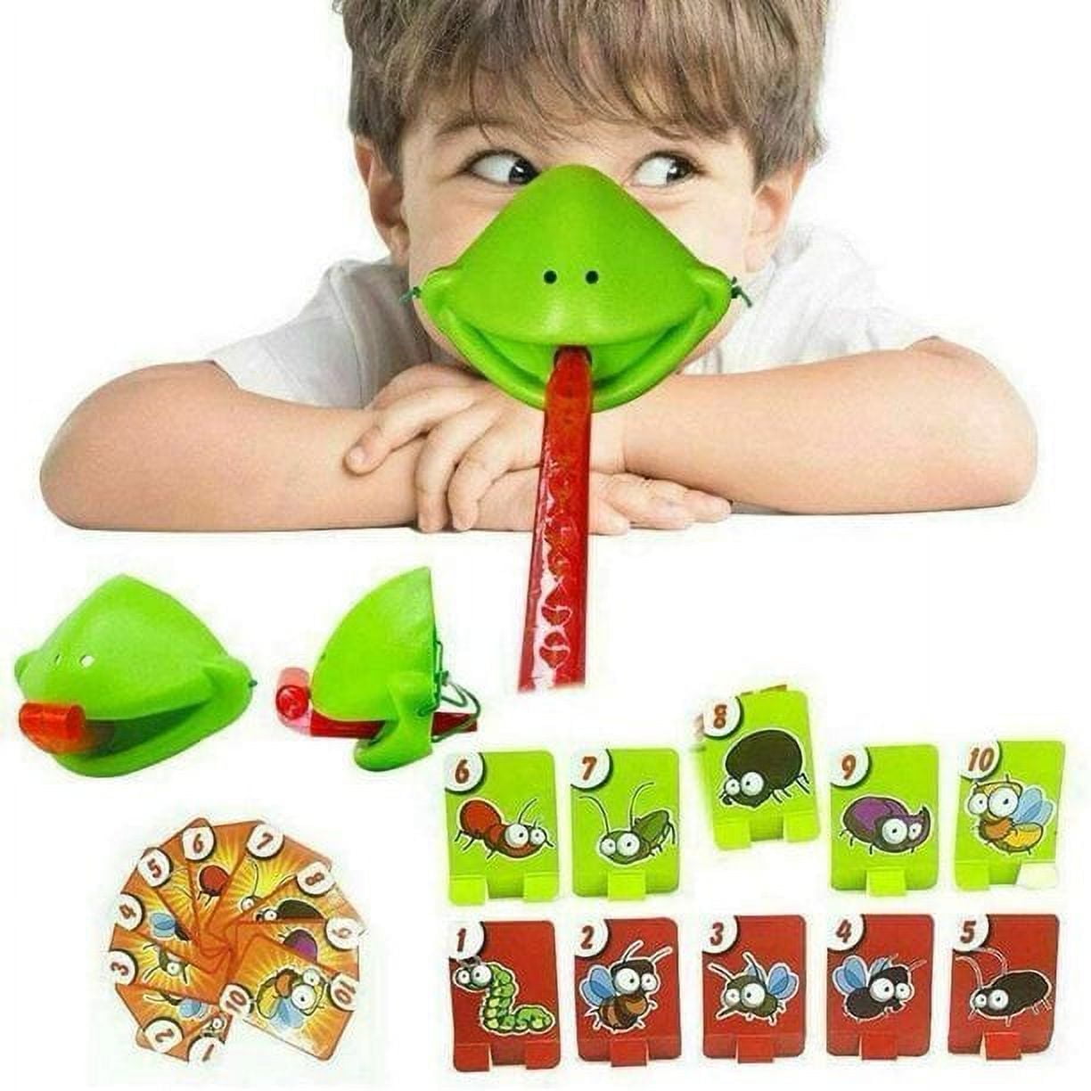 HEMKPL Frog Tongue Mask Catch Bugs Kids Game with 20 Cards Green ...