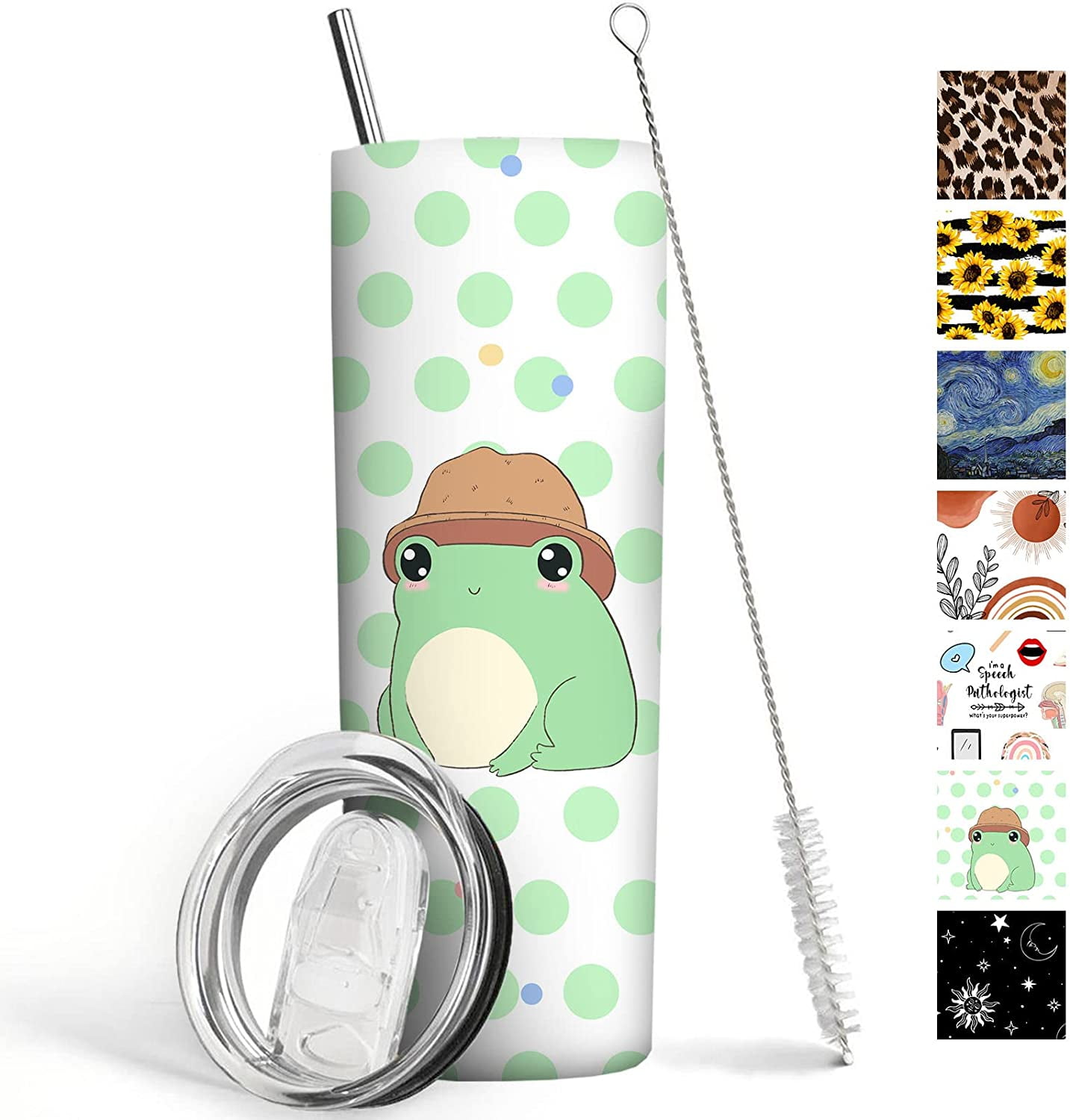 Frog Tumbler 20 oz Travel Coffee Mug Cute Frog Skinny Tumblers with Lid ...
