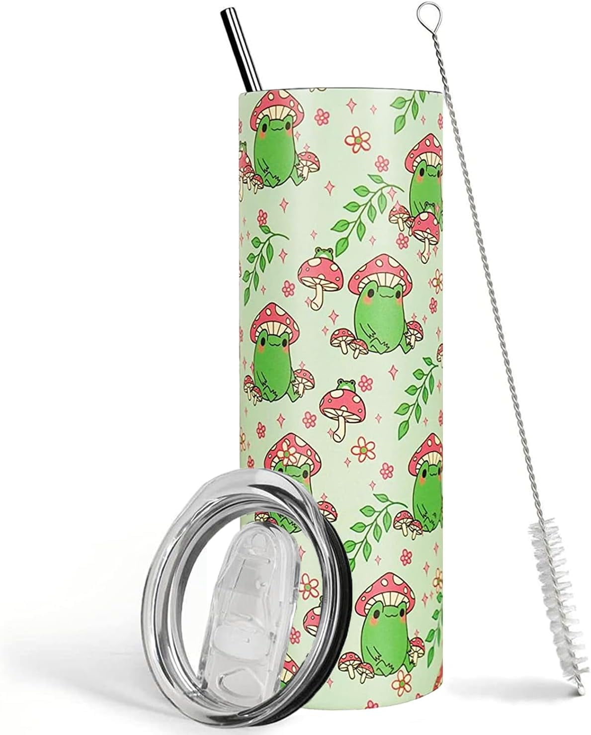 Frog Tumbler,Cute Green Kawaii Frog Mushroom Tumbler,Frog Gifts for ...