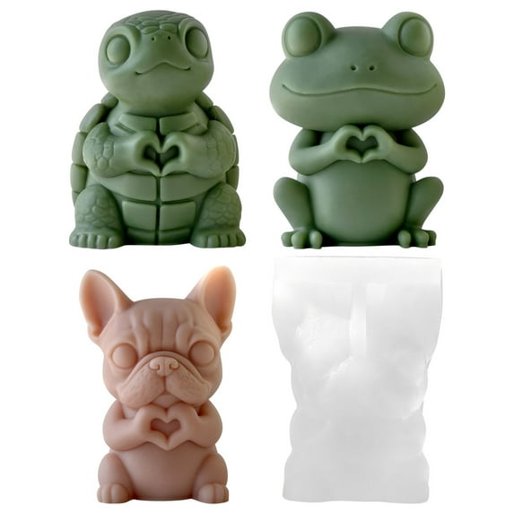 Frog Turtle Dog Resin Molds Silicone Candle Mold, 3D Animal Silicone ...