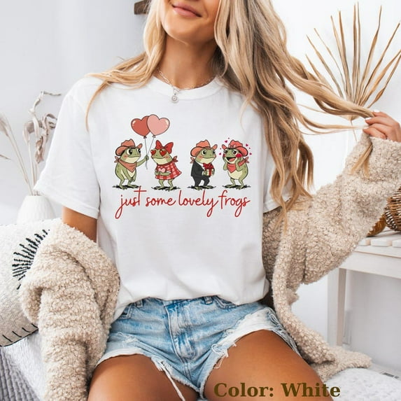 Frog Valentines Days Heart Love Nature Back Print Shirt Unisex Cotton T ...