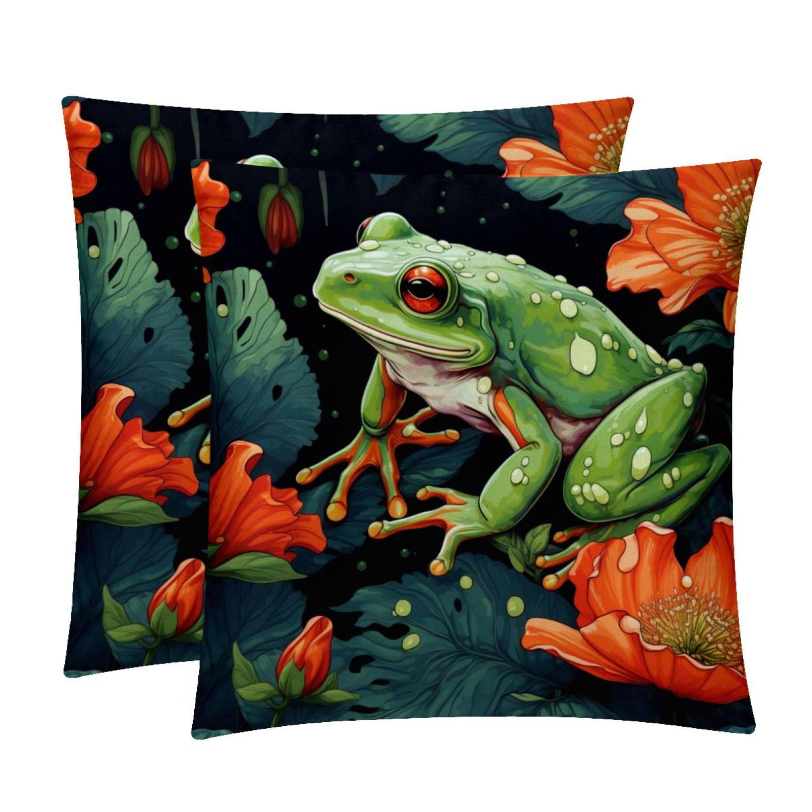 Frog Velvet Pillow Covers Set of 2 with Unique Patterns for Decorative ...