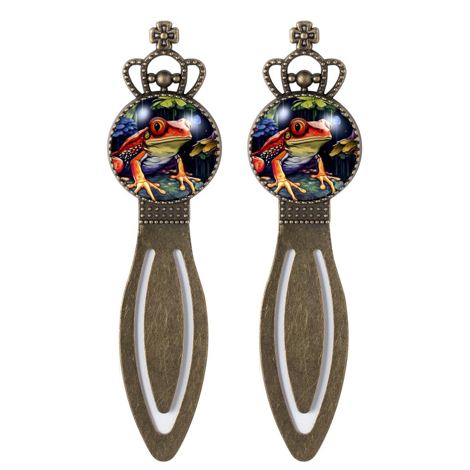 Frog Vintage Copper Crown-Shaped Bookmarks: Stainless Steel Material, a ...