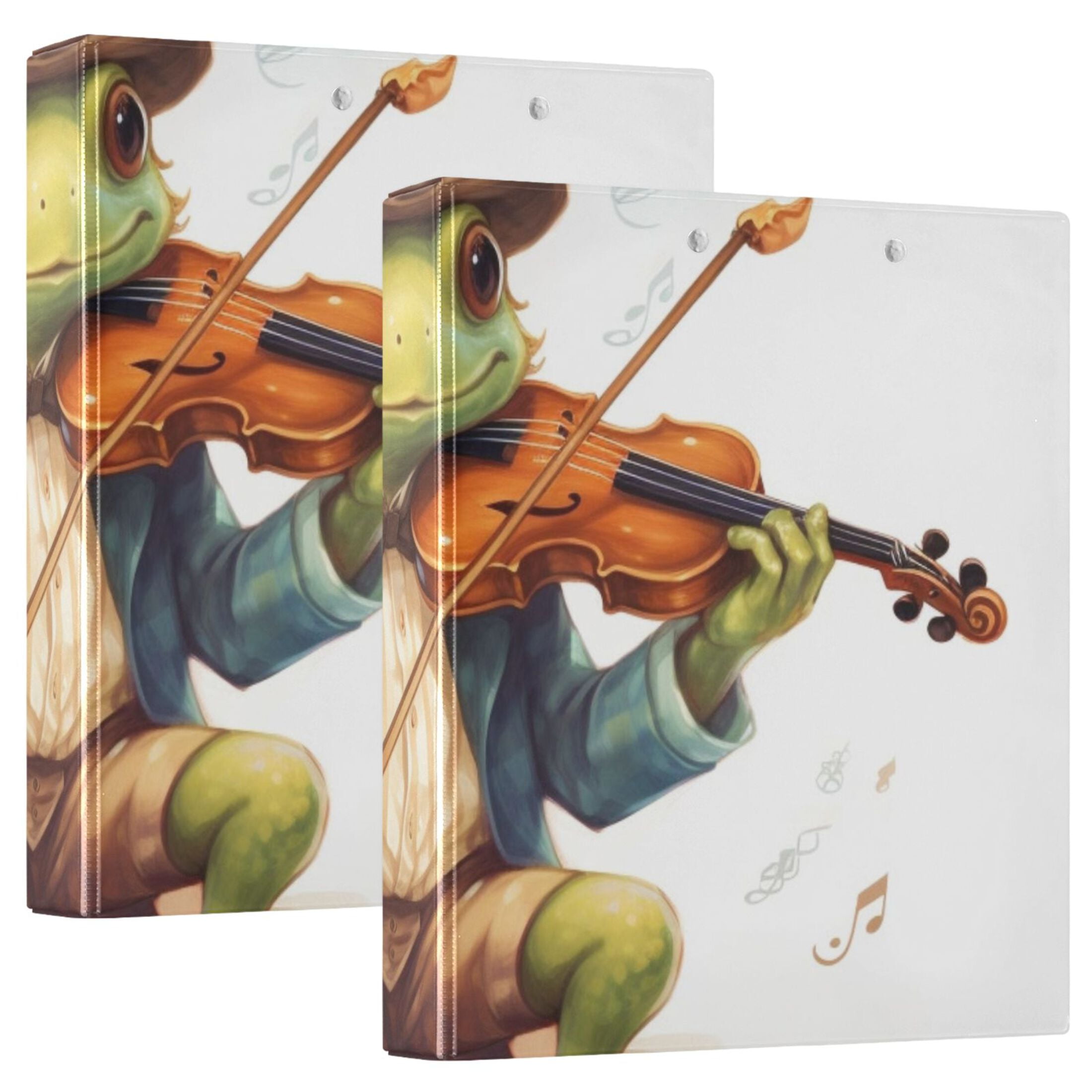 Frog Violin Hat 3 Ring Binders 1.5 inch Hardcover File Folders with ...