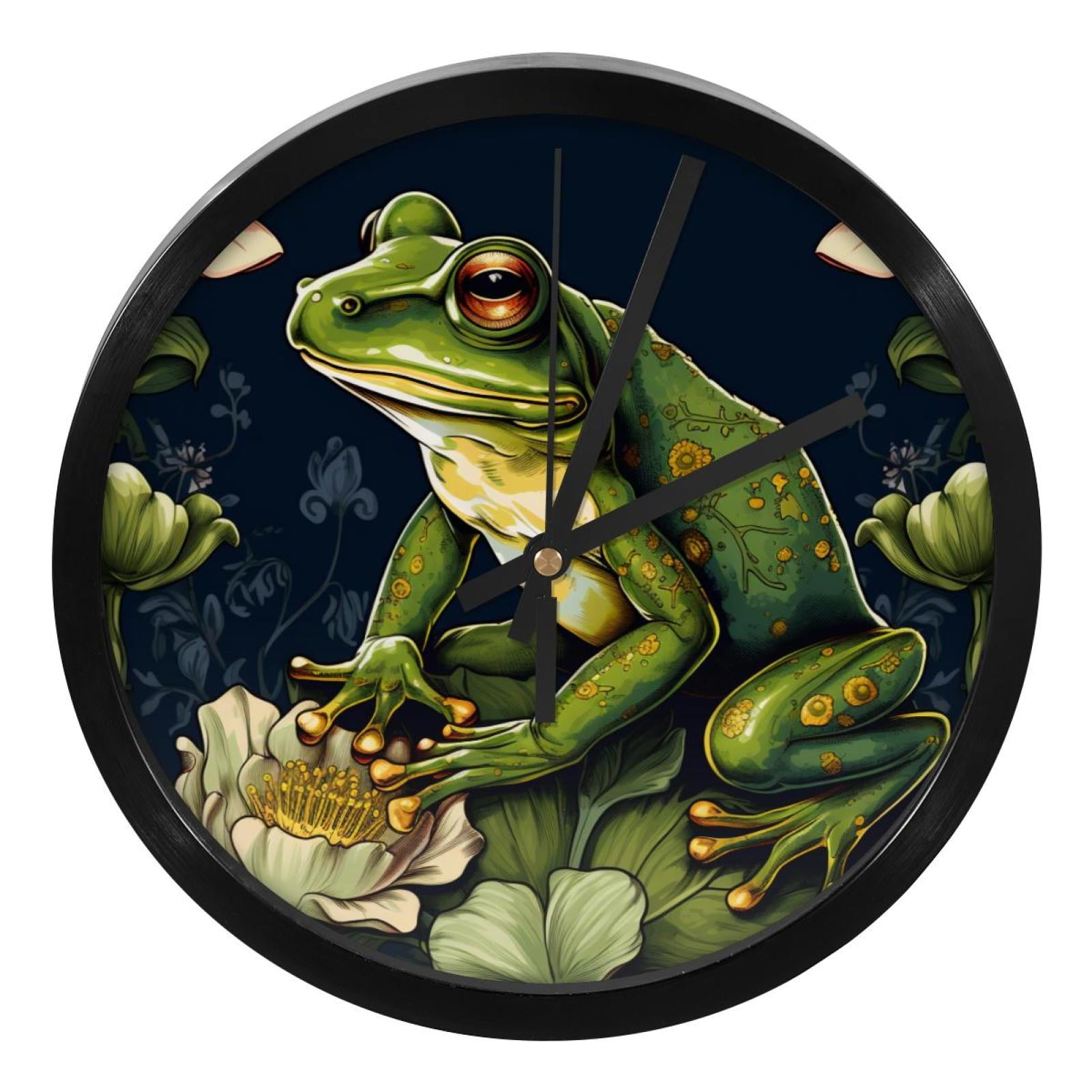 Frog Wall Clock, 9.8 Inches, Silent, Not Ticking, Round Digital Clock ...