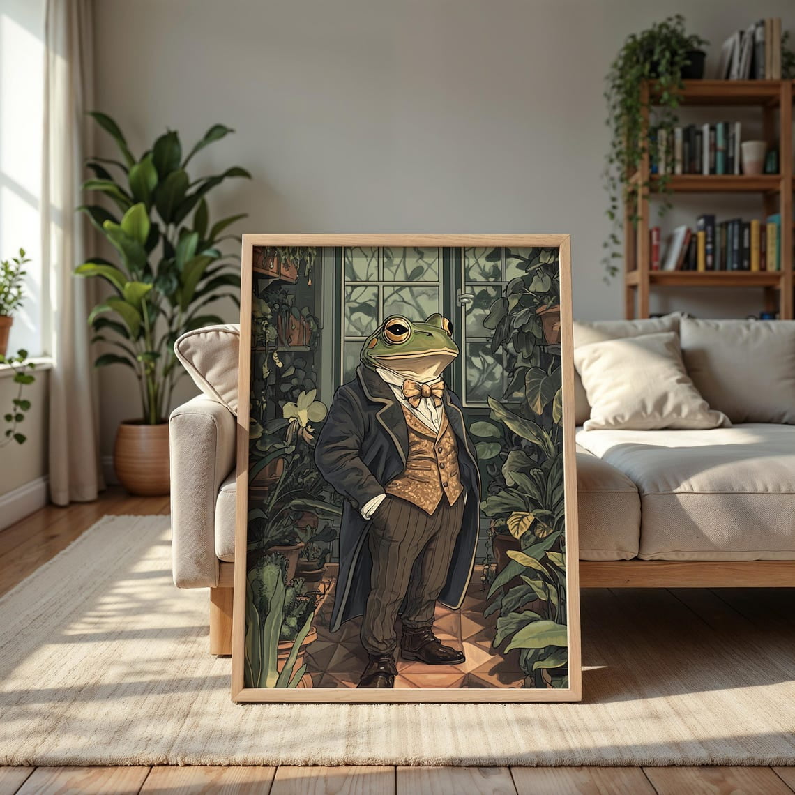 Frog Wall Print, Funny Posters, Botanist Frog Cozy Plant Art Print Cute ...