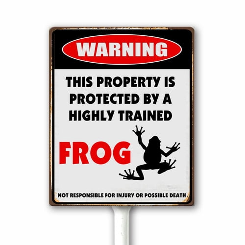 Frog Warning Sign, Beware Of Frog Yard Sign with Stake, 7"x8.8" Funny ...