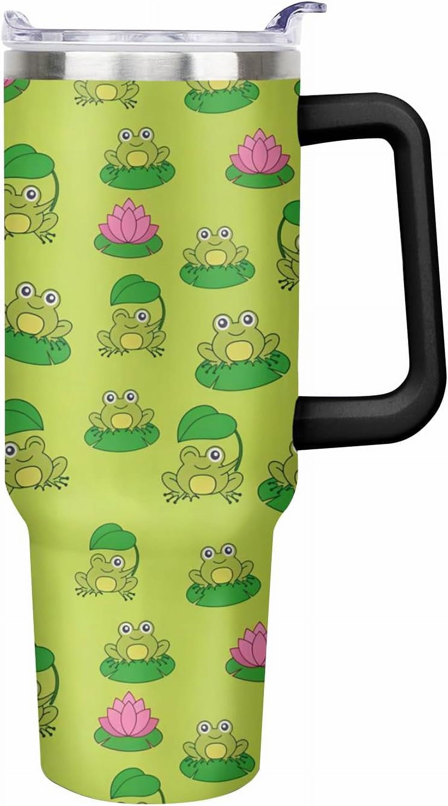 Frog Water Bottle Spill Proof Tumbler with Handle and Straw Lid Double ...