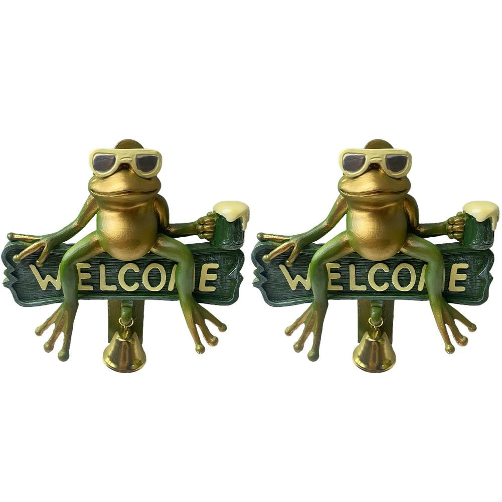 Frog Welcome Doorbell,Frog Welcome Sign Hand-Painted Beer-Drinking Frog ...