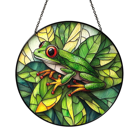 Frog Window Hanging Decor, Stained Glass Style Fantasy Nature ...