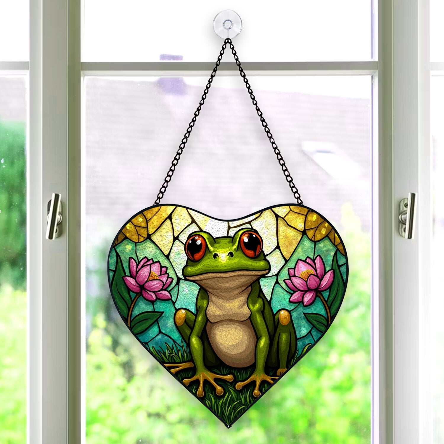Frog Window Hanging Stained Glass Chirstmas, Frog Suncatchers for ...
