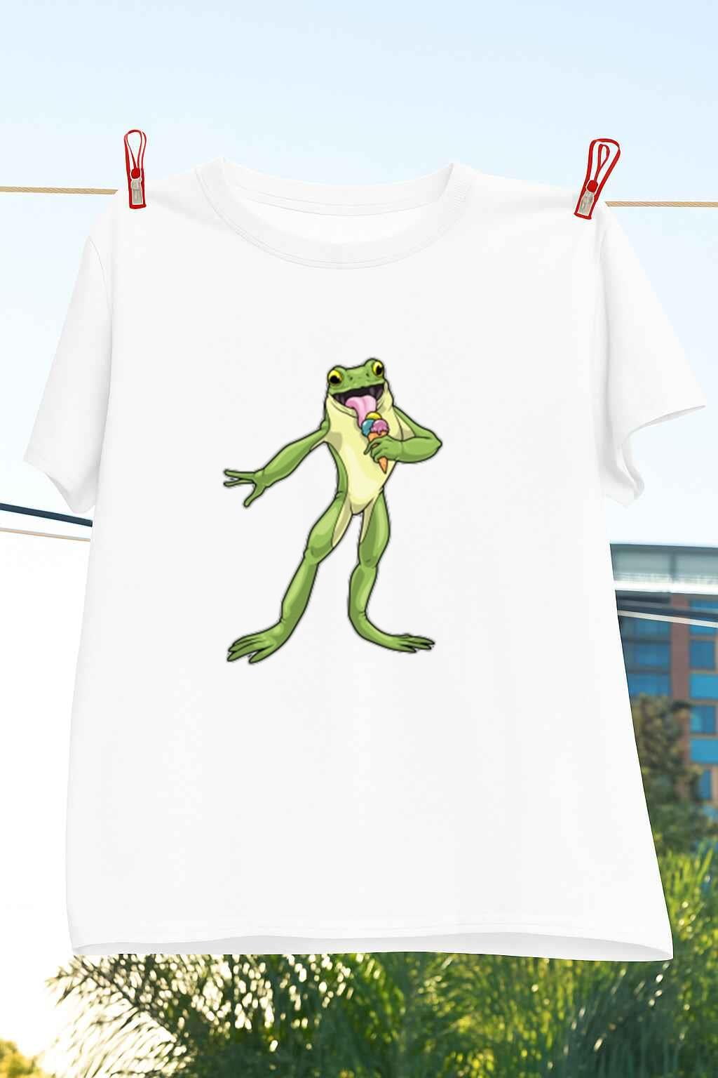 Frog With Waffle Ice Cream Cartoon Unisex T-Shirt up to 5XL - Walmart.com