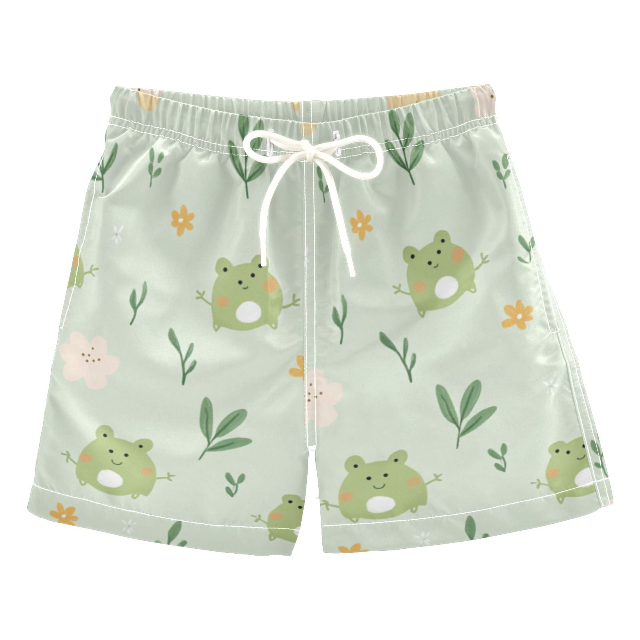 Frog and Flowers Swim Trunks Quick Dry Beach Pool Board Shorts ...
