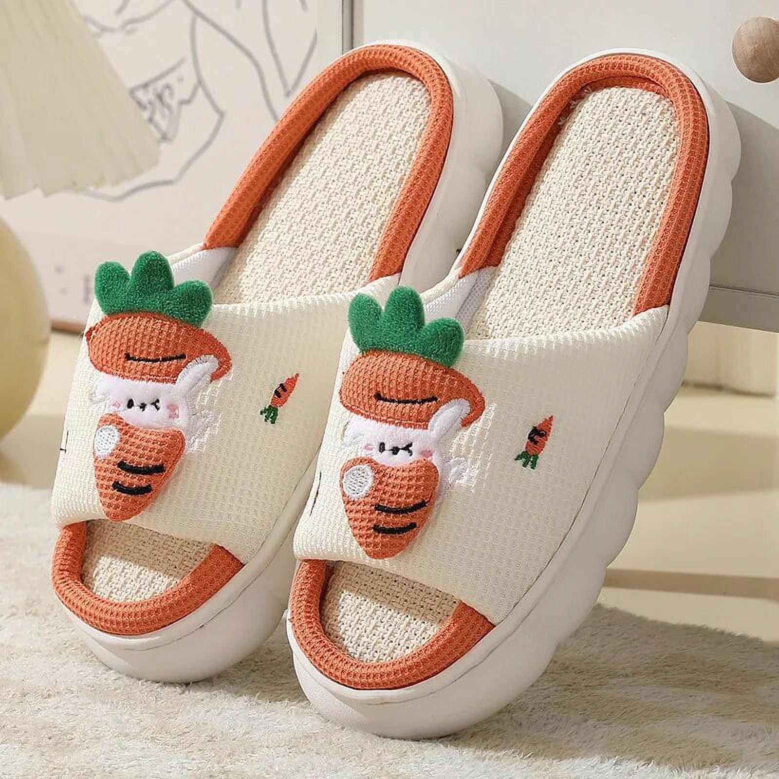 Frog cow shoes for women summer Cute Slippers Linen indoor non-slip ...