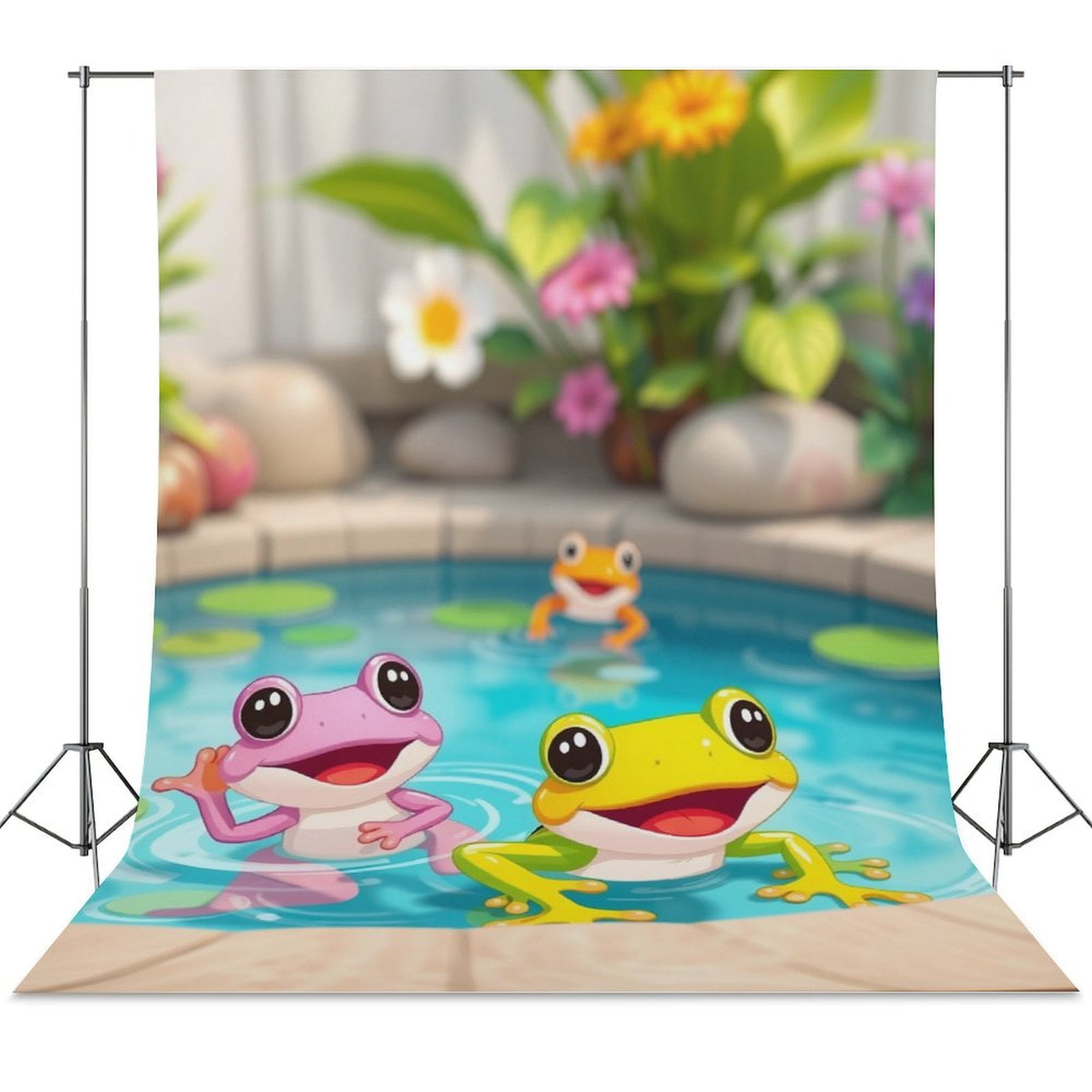 Frog in The Pond Backdrop Baby Shower Newborn Portrait Girl Boy ...