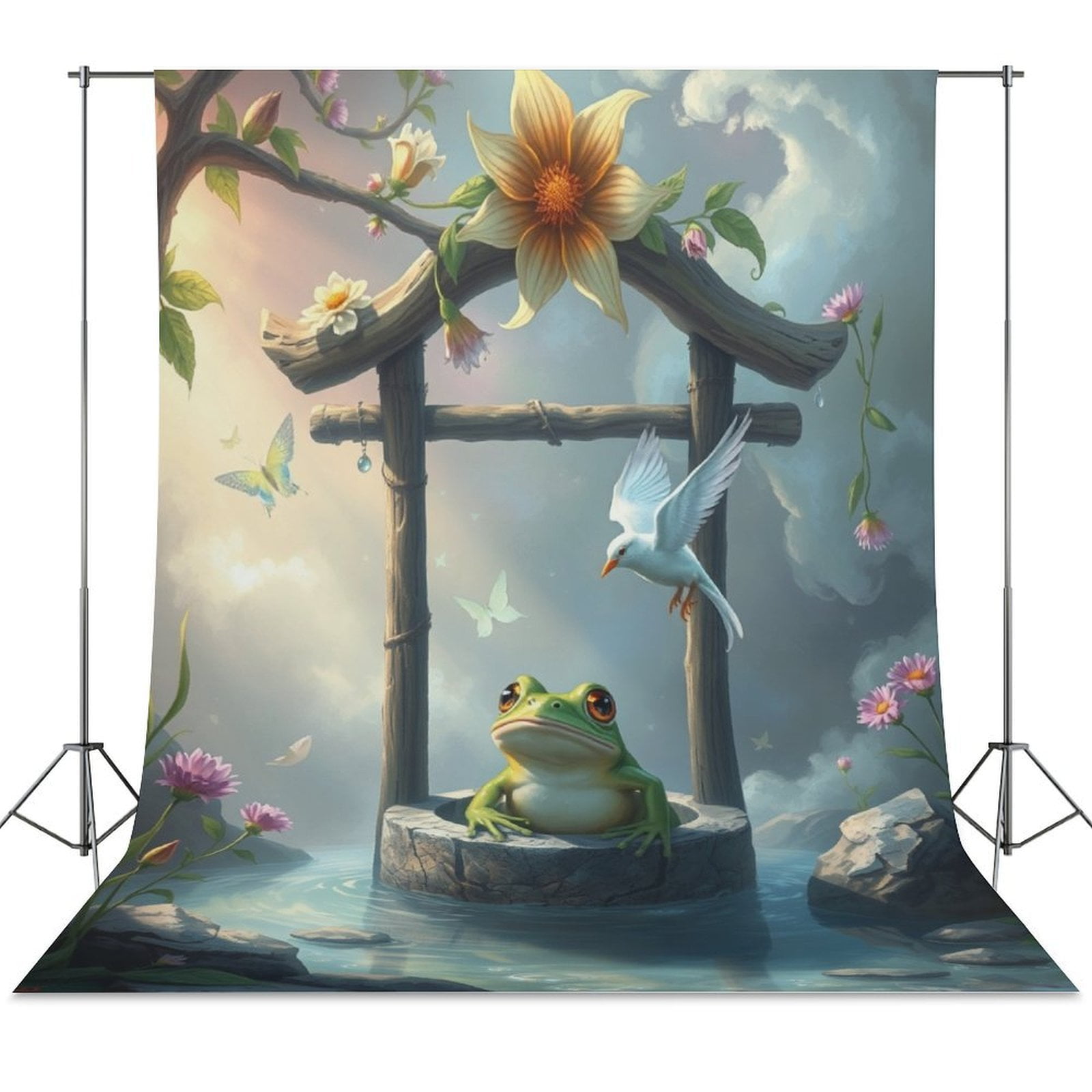 Frog in The Pond Backdrop Baby Shower Newborn Portrait Girl Boy ...