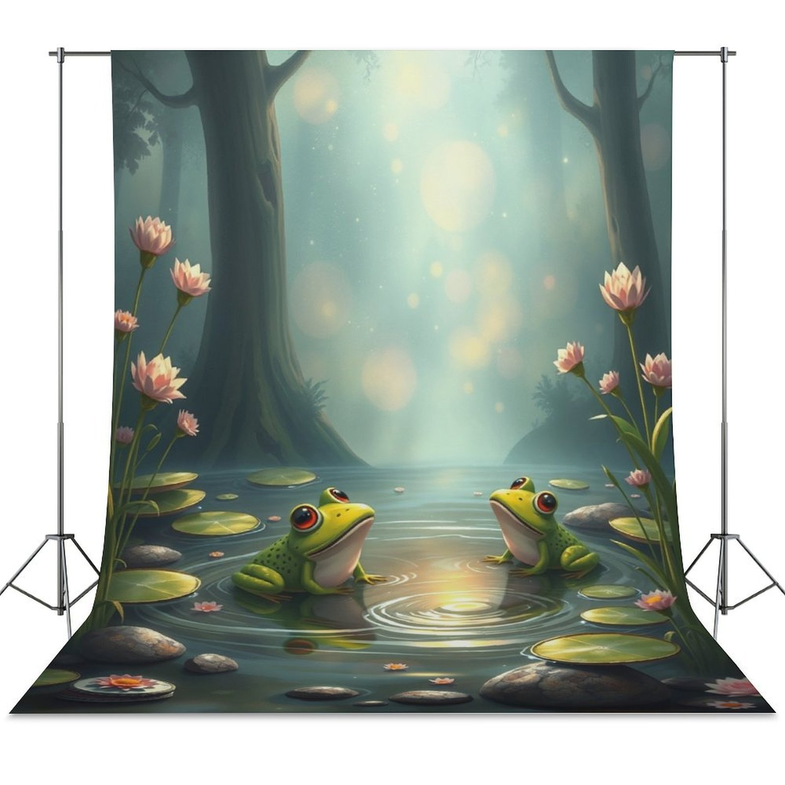 Frog in The Pond Backdrop Baby Shower Newborn Portrait Girl Boy ...