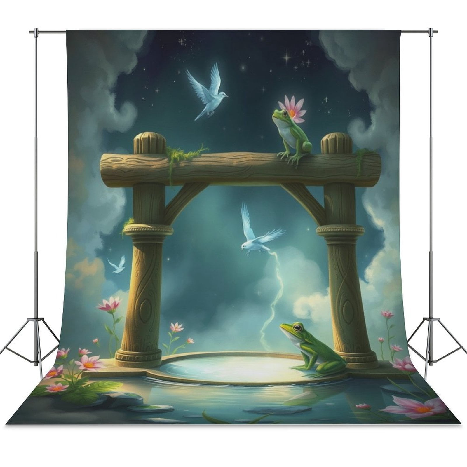Frog in The Pond Backdrop Baby Shower Newborn Portrait Girl Boy ...