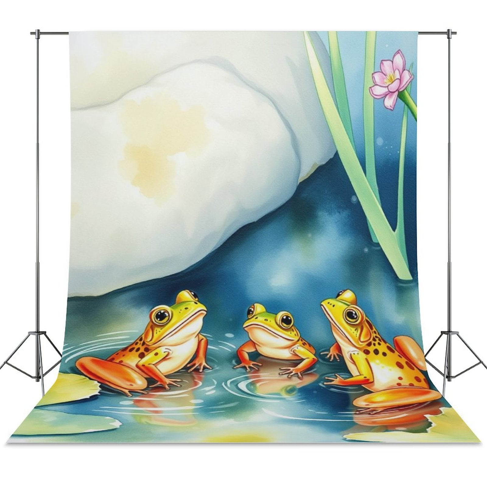 Frog in The Pond Backdrop Baby Shower Newborn Portrait Girl Boy ...