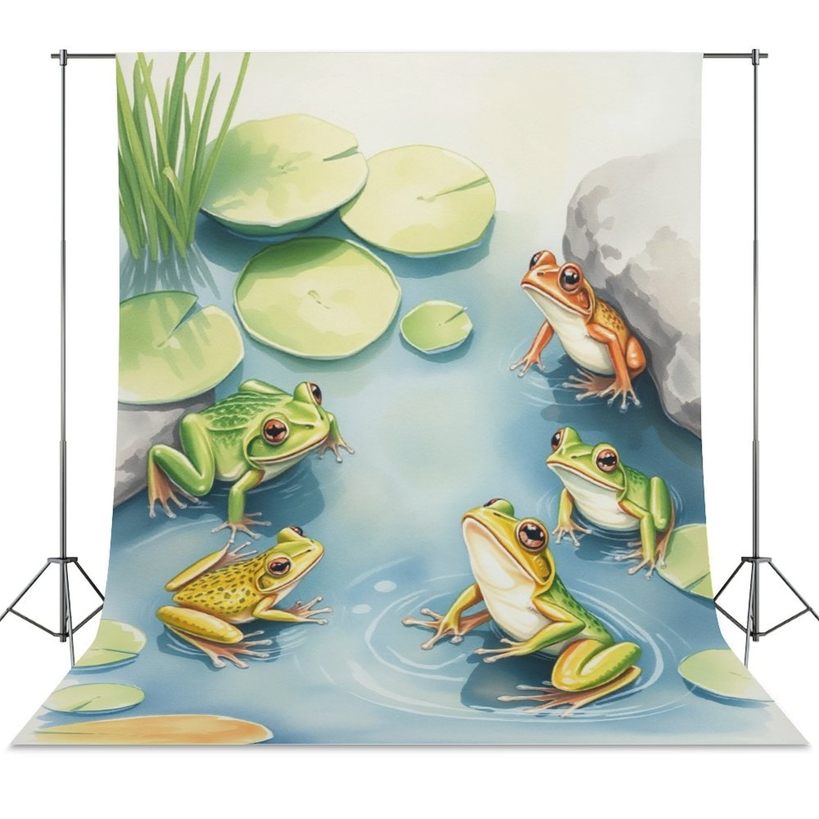 Frog in The Pond Backdrop Baby Shower Newborn Portrait Girl Boy ...