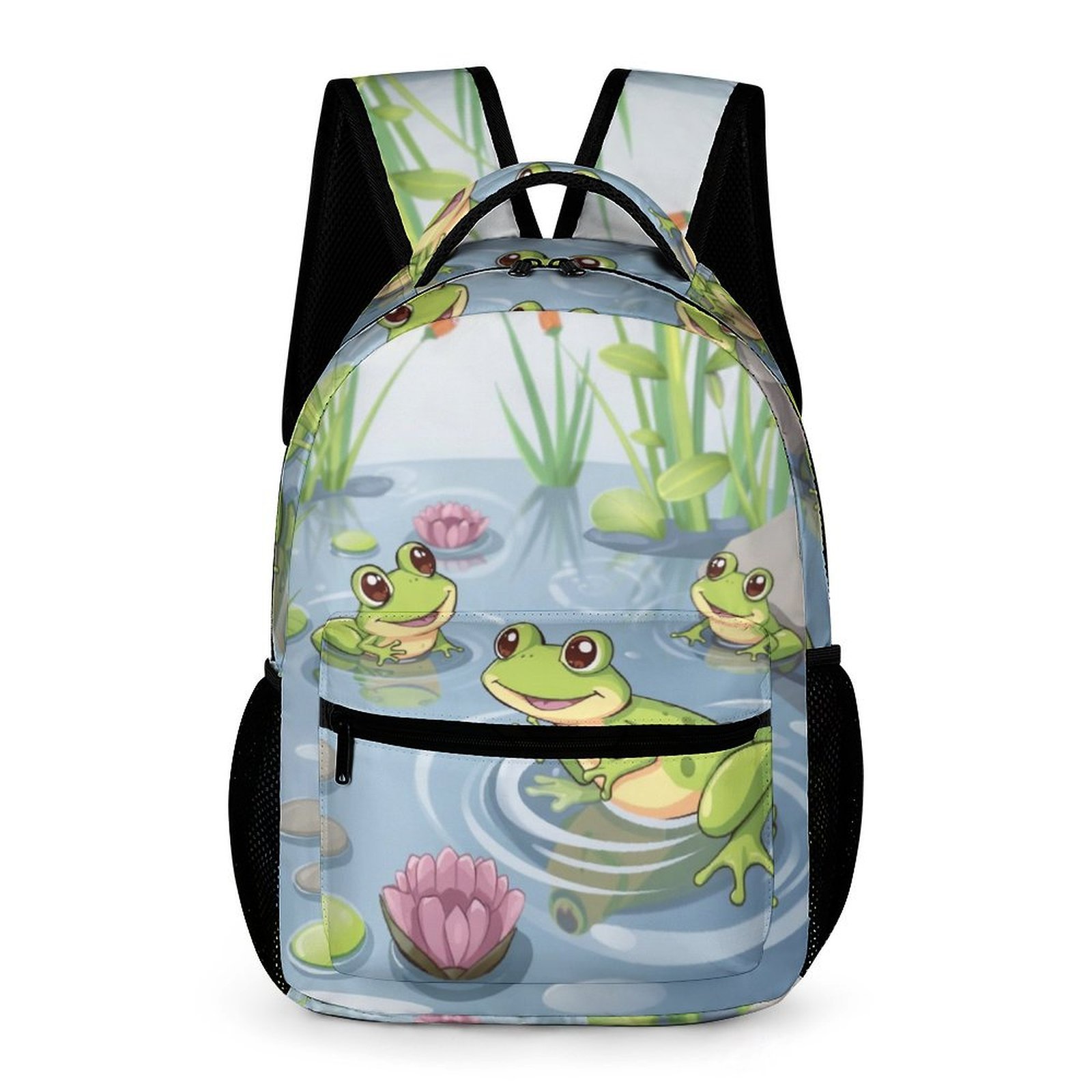 Frog in The Pond Backpacks Travel Bag Casual Laptop Daypack Middle ...