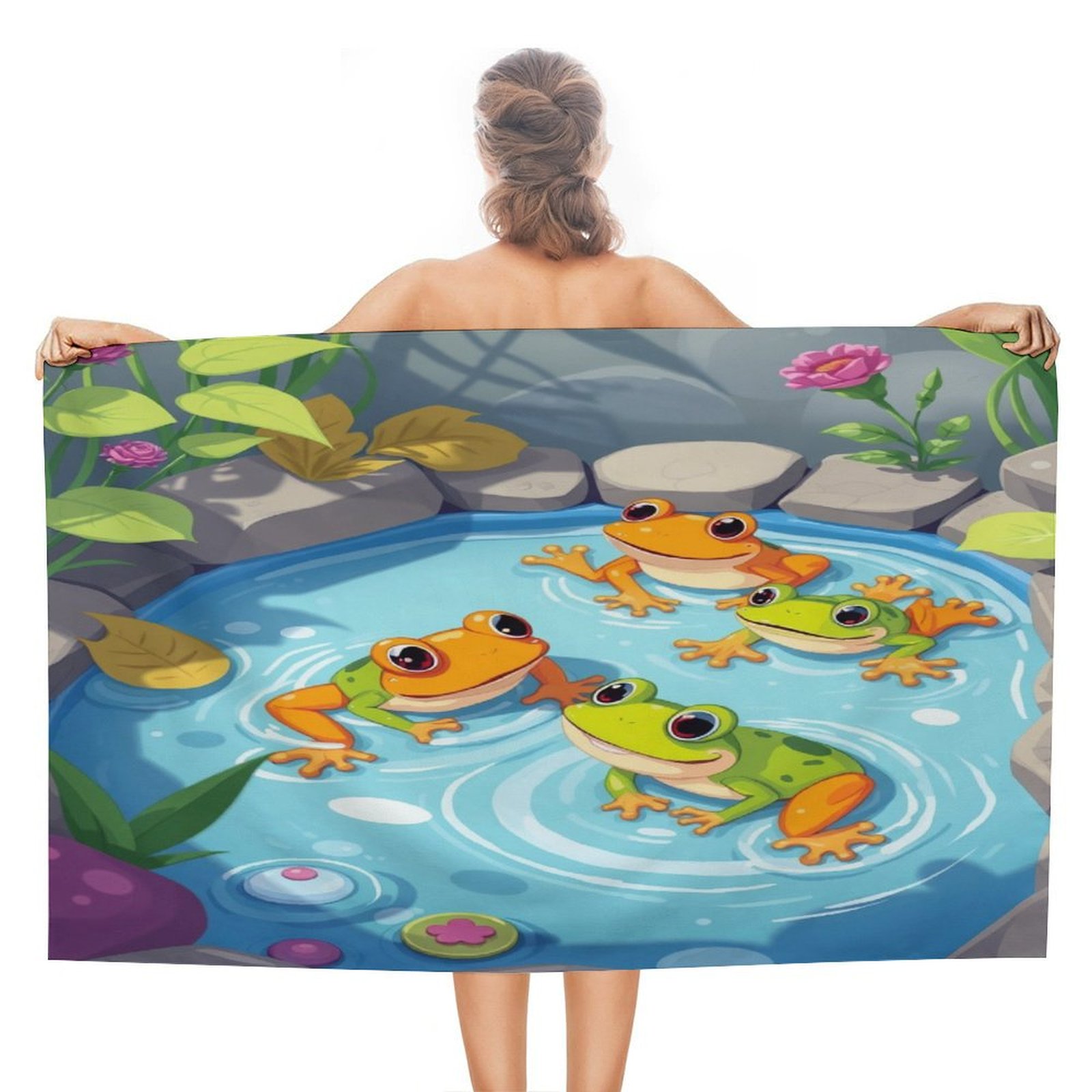 Frog in The Pond Beach Towel Absorbent Bath Towel Big Quick-drying ...