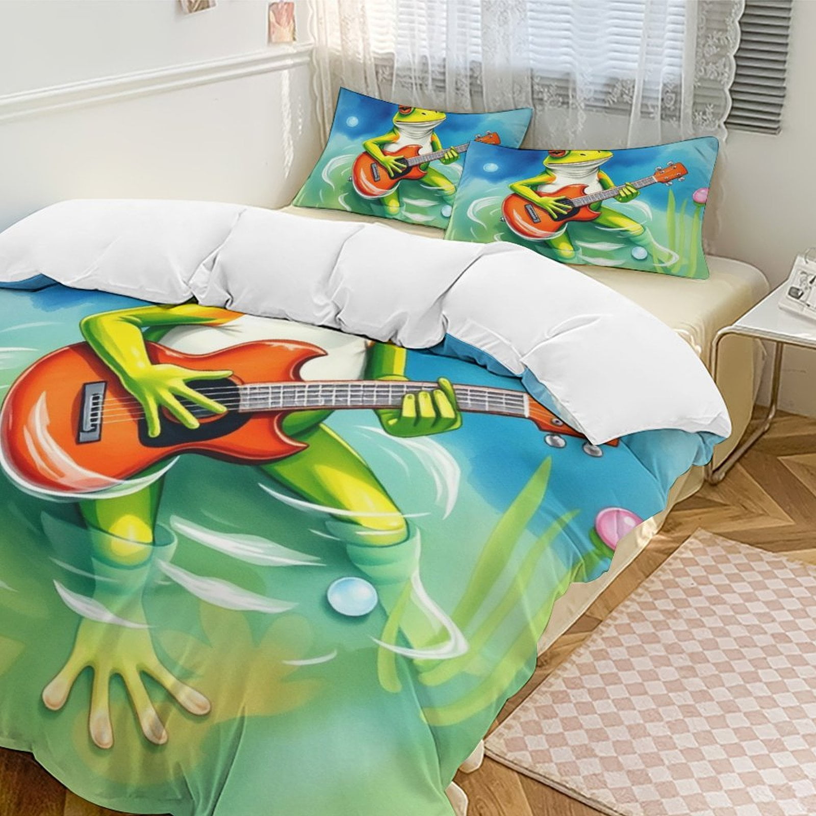 Frog in The Pond Bedding Set Duvet Cover for Kids Teen Boys Modern ...